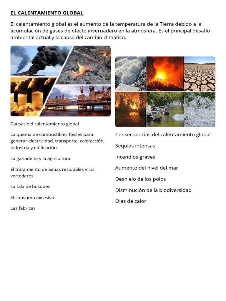 El Calentamiento Global Es El Aumento de La Temperatura de La Tierra ...