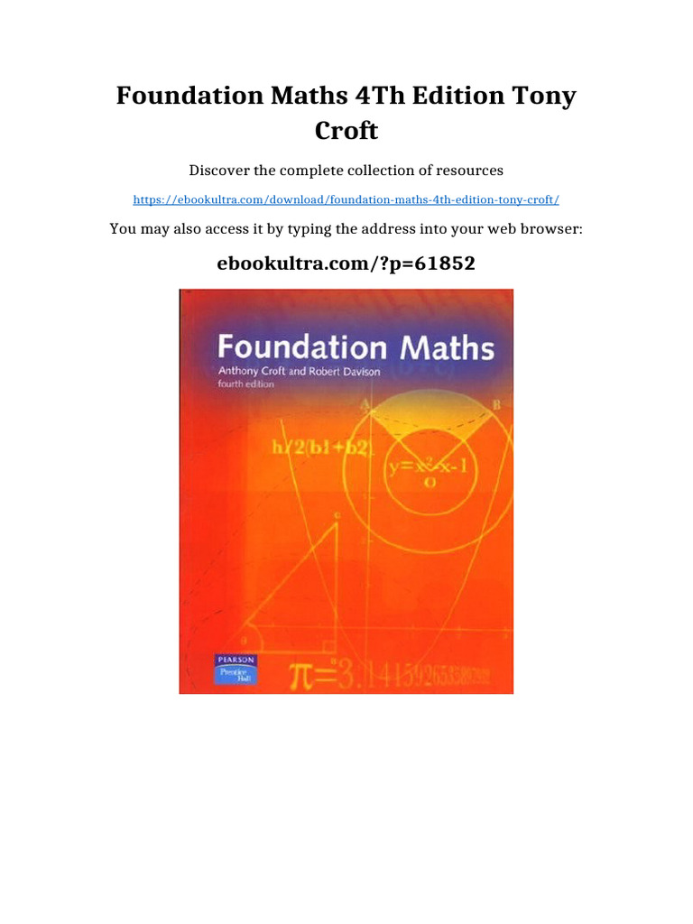 Foundation Maths 4th Edition Tony Croft Full Chapters Included | PDF ...