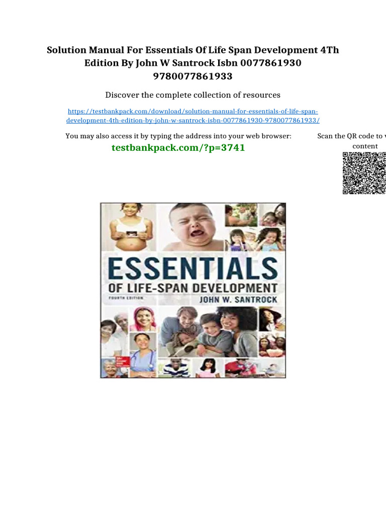 Solution Manual for Essentials of Life Span Development 4th Edition by ...