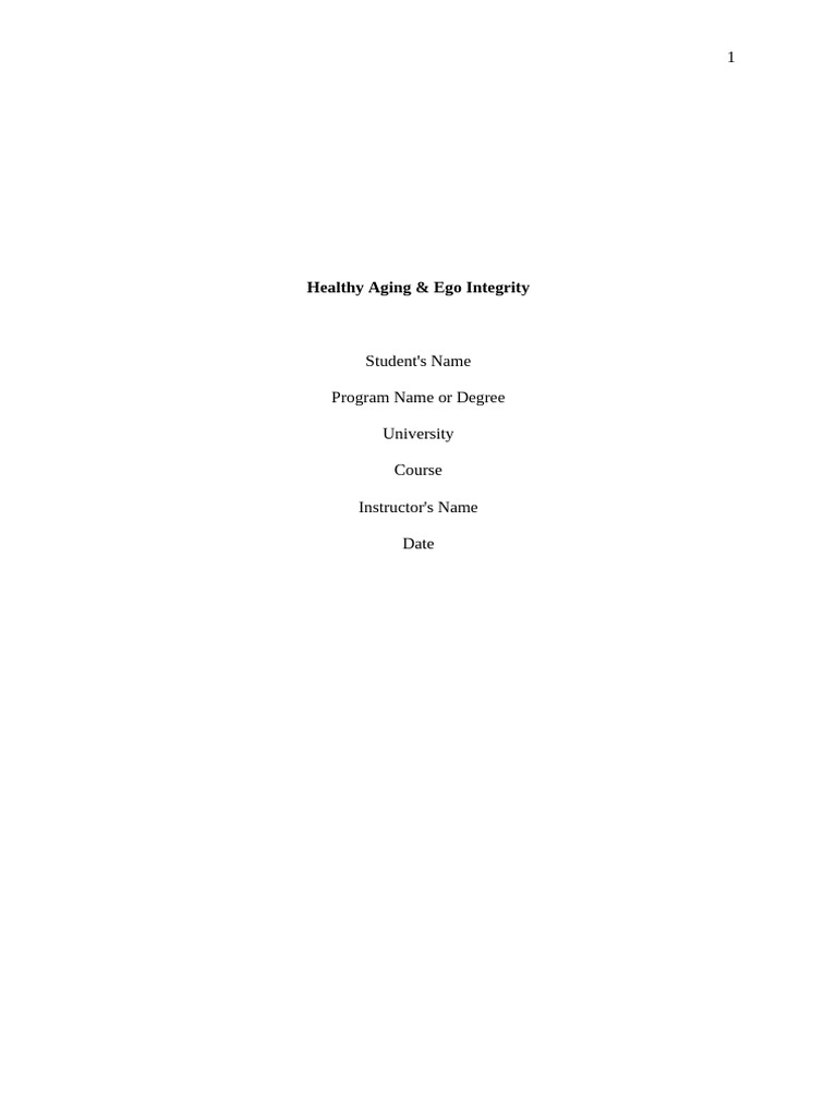 Healthy Aging & Ego Integrity | PDF | Psychological Resilience | Ageing