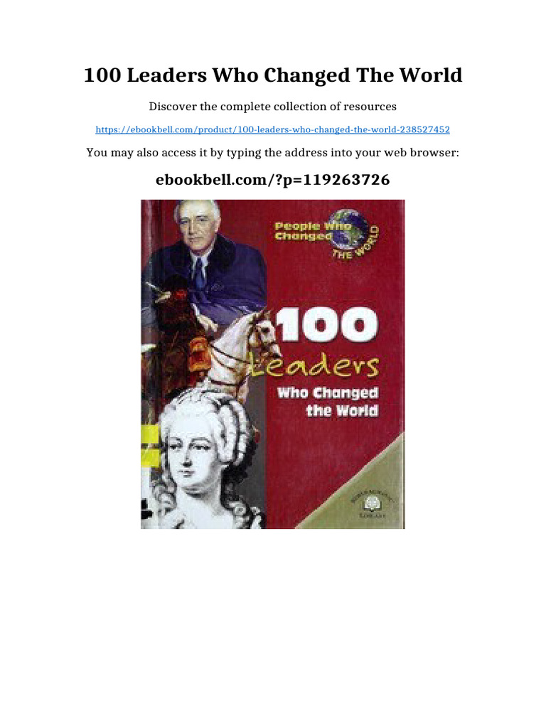 100 Leaders Who Changed The World All Chapters Available | PDF ...