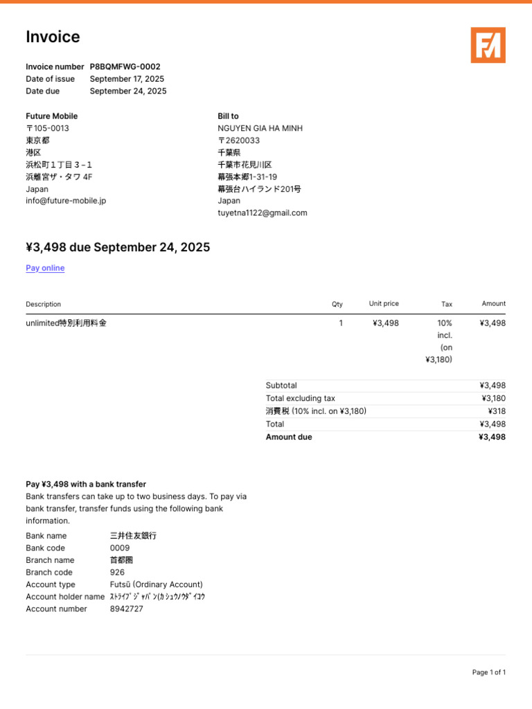 Invoice p8bqmfwg 0002 | PDF | Invoice | Banking