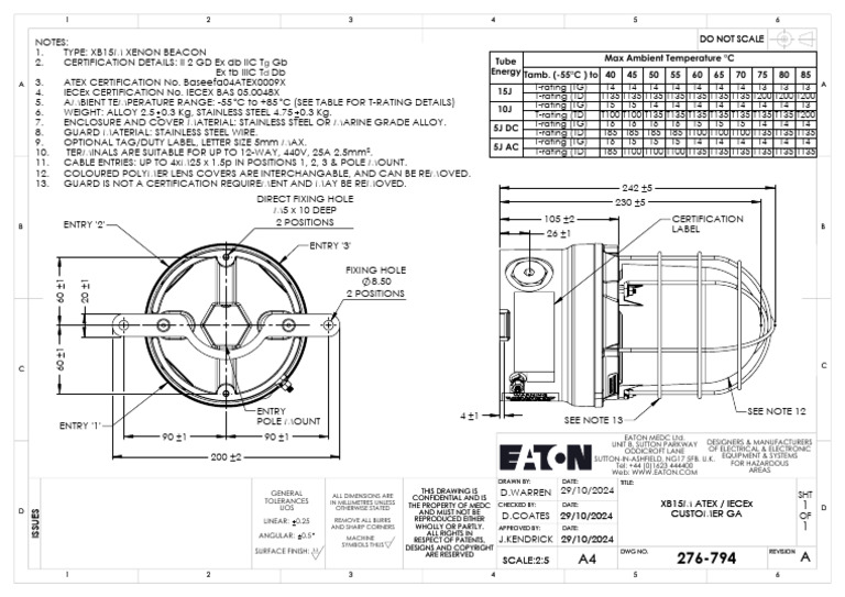 Eaton Ga Drawing en Medc Xb15m Beacon 276 794 Atex Iecex Ex D | PDF