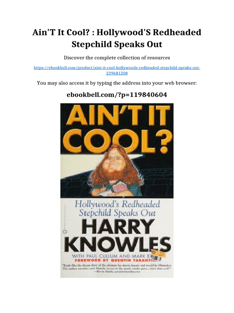 Ain't it cool? : Hollywood's redheaded stepchild speaks out latest pdf ...
