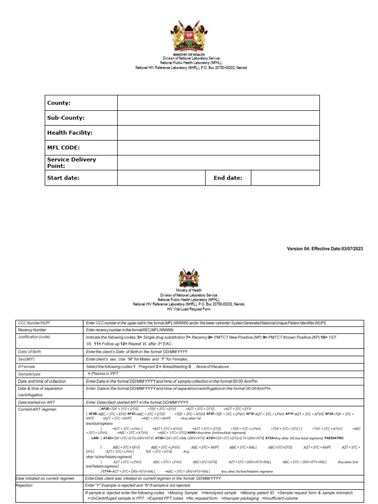 HIV Viral Load Revised Request Form - FINAL 25.06.2024 | PDF ...