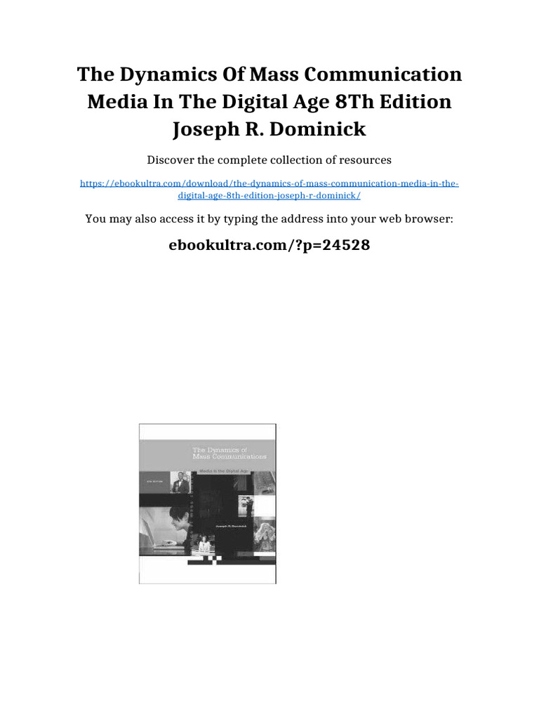 The Dynamics of Mass Communication Media in The Digital Age 8th Edition ...