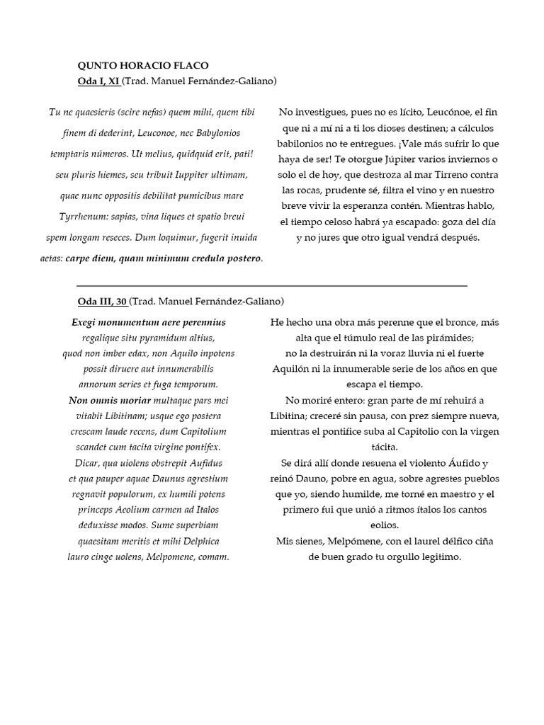 POEMAS LÍRICOS EJEMPLOS LATÍN 2º | PDF