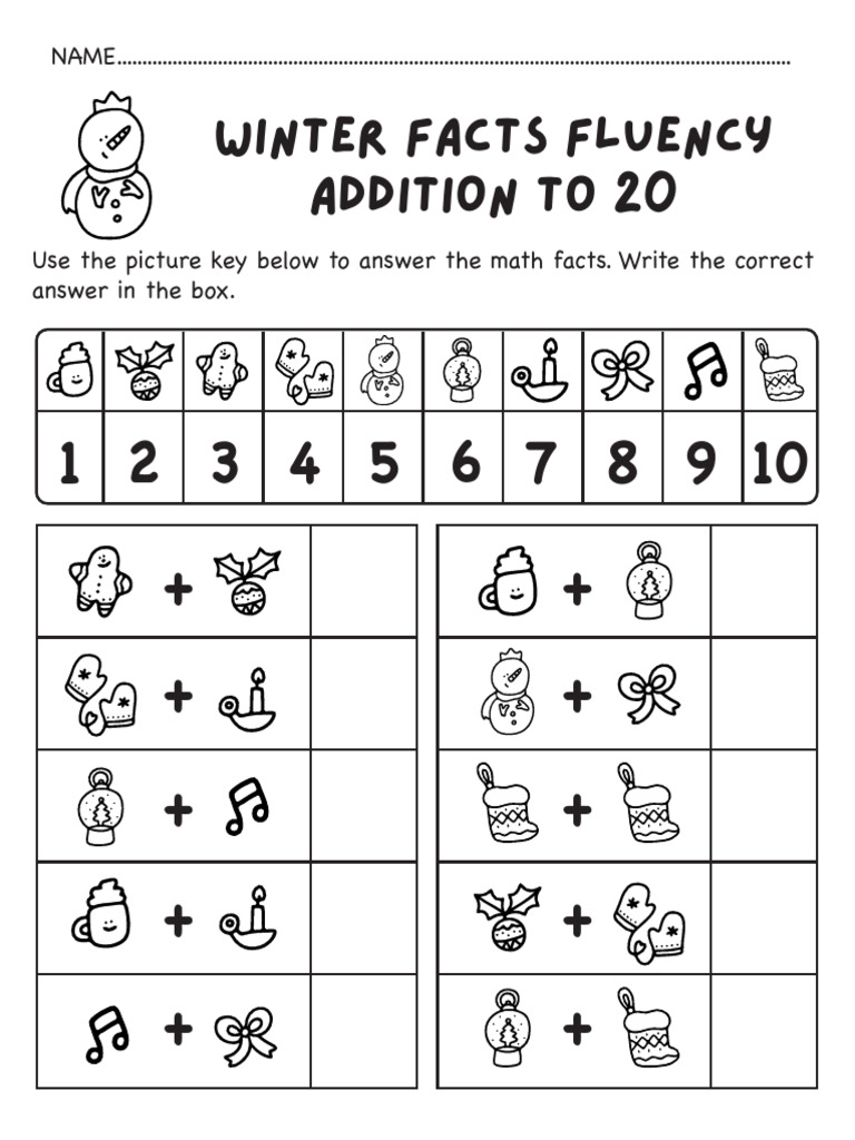 Winter Fact Fluency Addition Up to 20 | PDF