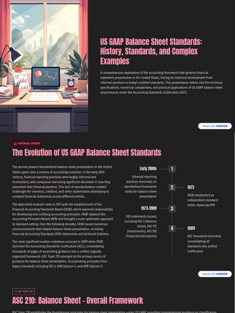 US GAAP Balance Sheet Standards History Standards and Complex Examples ...