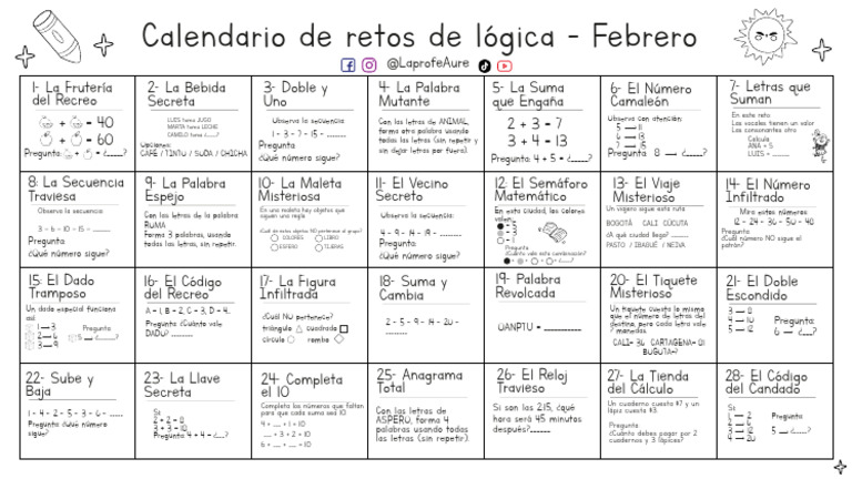 Calendario Retos Febrero 1 | PDF