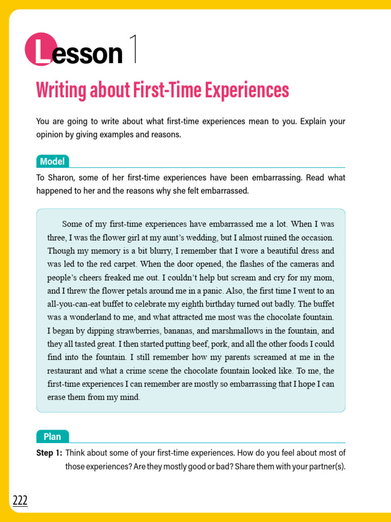 L01-寫作手冊pdf檔(Writing About First-Time Experiences) | PDF