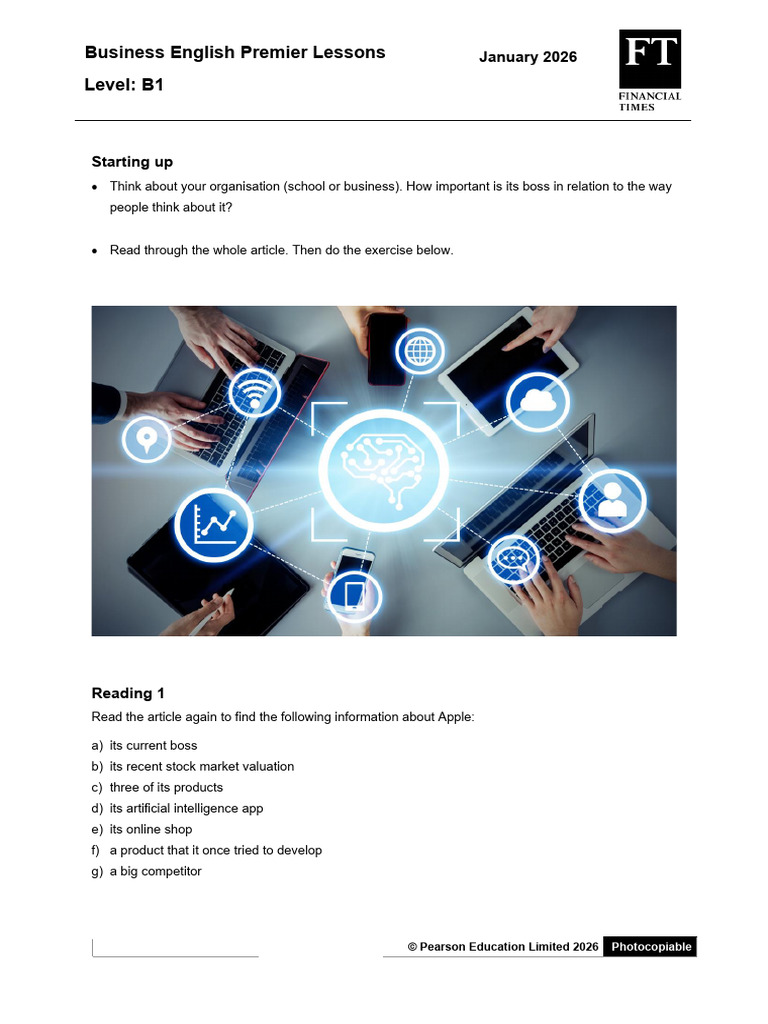 Business English Premier Lesson B1 January 2026 | PDF | Apple Inc. | I ...