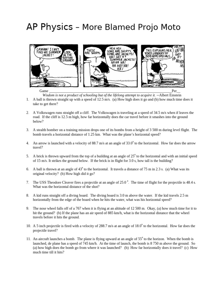 Worksheet 4 Projectiles Advanced | PDF | Projectiles | Speed
