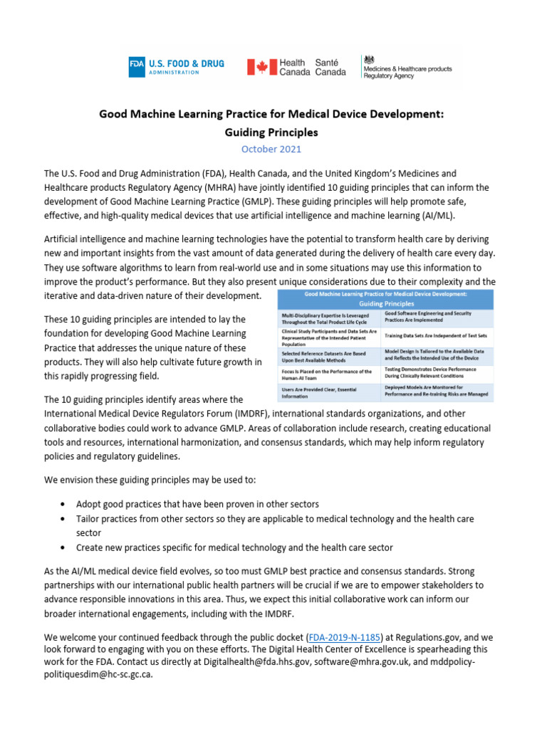 GMLP Guiding Principles | PDF | Medical Device | Artificial Intelligence