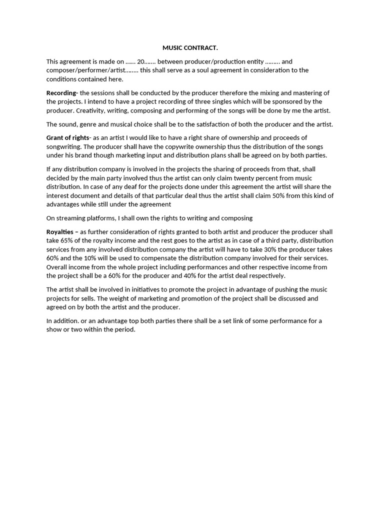 Music Contract | PDF