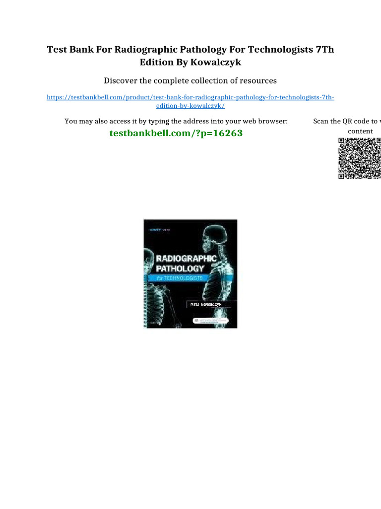 Test Bank for Radiographic Pathology for Technologists 7th Edition by ...