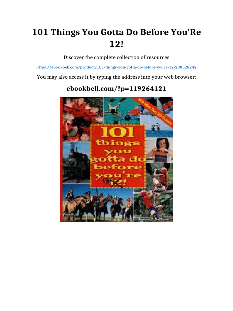 101 Things You Gotta Do Before You're 12! Complete Edition | PDF ...