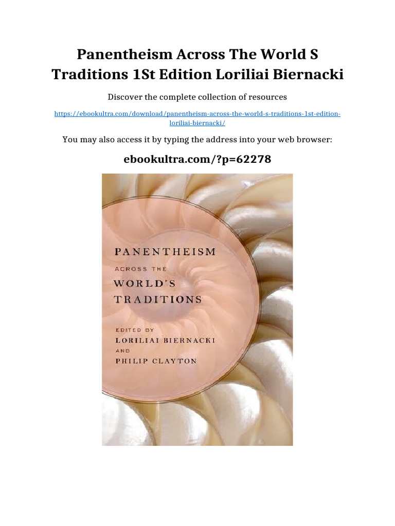Panentheism across the World s Traditions 1st Edition Loriliai ...
