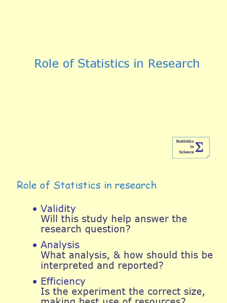 Lecture 3 Role of Statistics in Research | PDF | Statistical Hypothesis ...