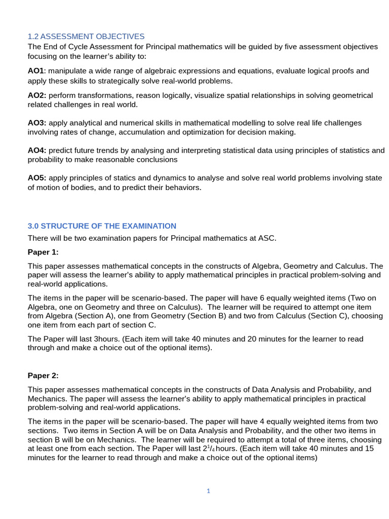 Principal Mathematics UACE Sample Paper | PDF | Mathematics | Algebra