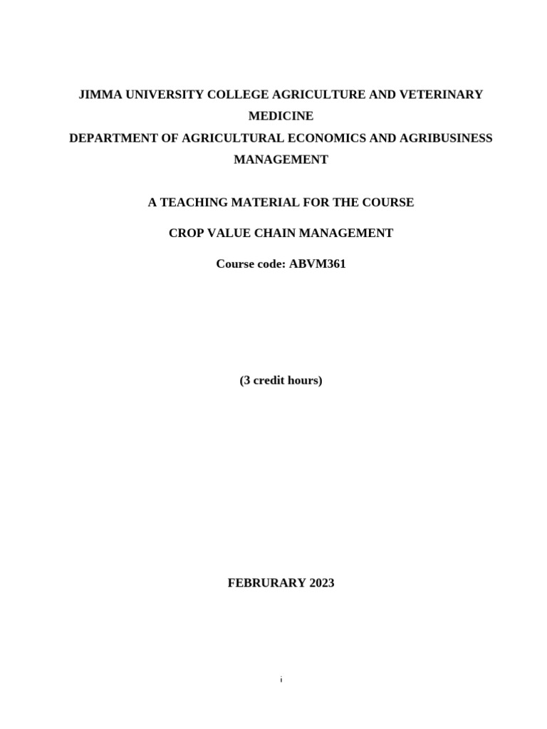 1-Crop Value Chain Mangement Handout-1 | PDF | Crop Rotation | Agriculture