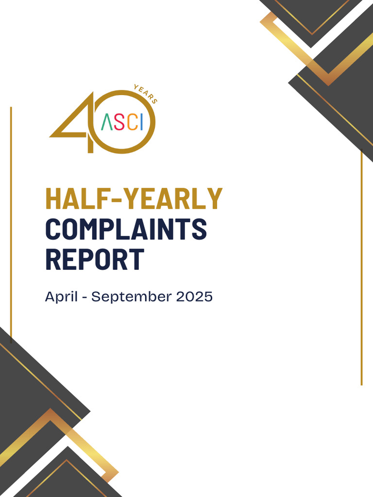 ASCI Half Yearly Complaints Report 2025 26 | PDF