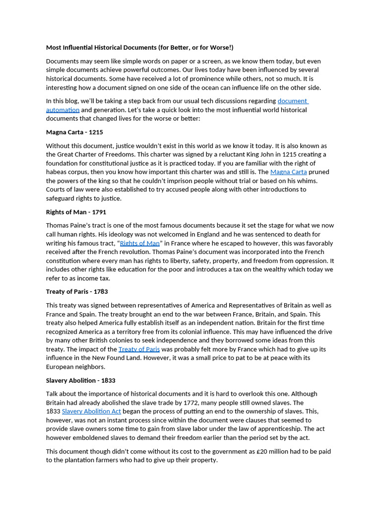 Most Influential Historical Documents - 1 | PDF | Abolitionism ...
