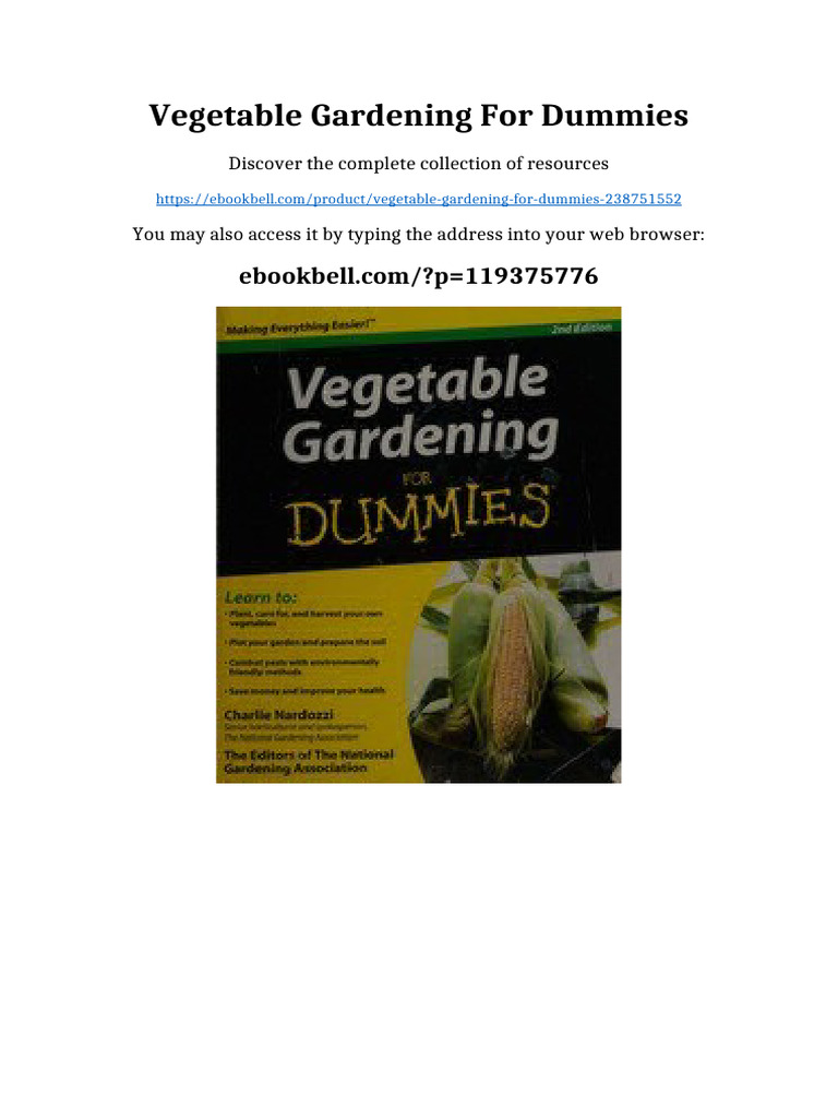 Vegetable gardening for dummies newest edition 2025 | PDF ...
