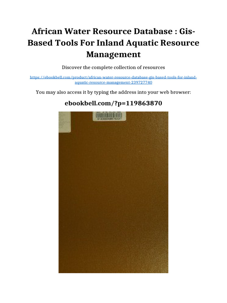 African water resource database : GIS-based tools for inland aquatic ...