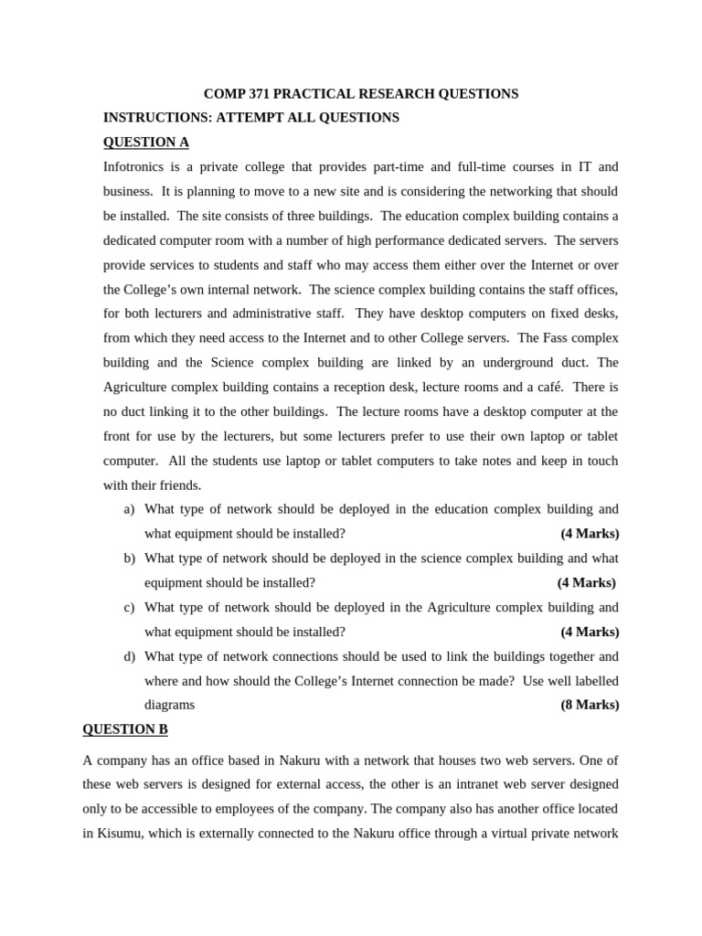 COMP 371 Practical Question | PDF | Computer Network | Ip Address
