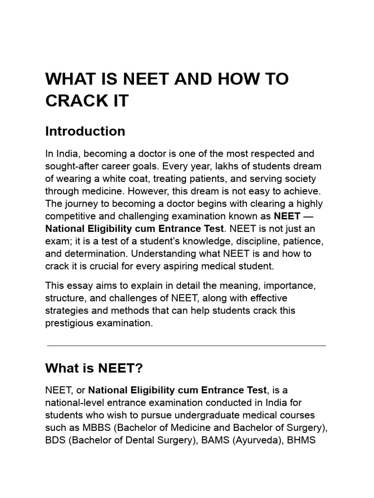 What Is Neet and How To Crack It | PDF | Medical School