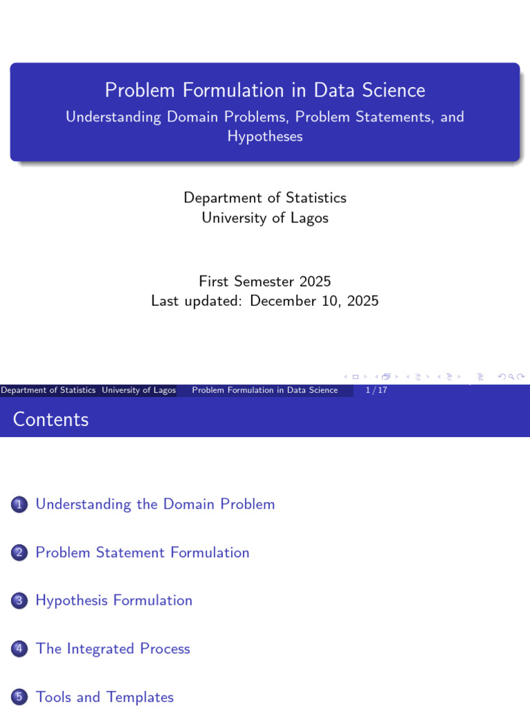 Problem Formulation in Data Science | PDF | Hypothesis | Statistics