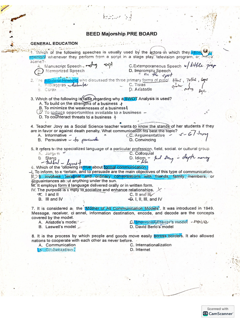 Preboard-GENED Mock Test | PDF
