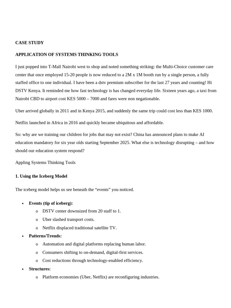 Case Study Systems Thinking Tools | PDF