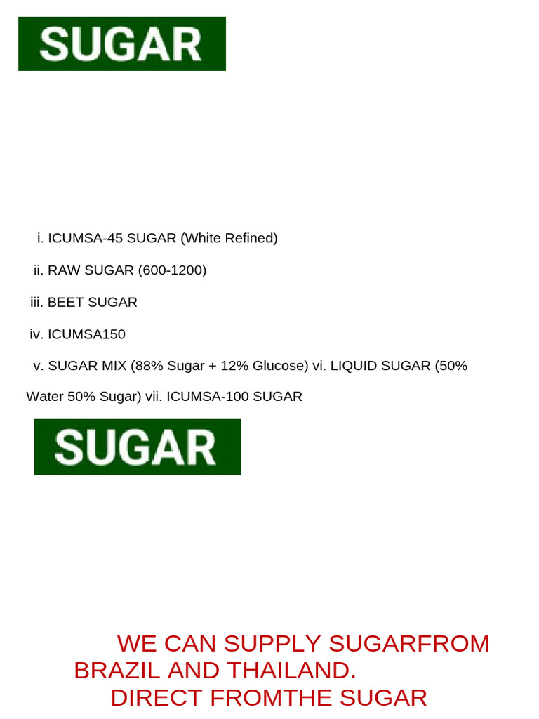 Commodity Brochure - Sugar | PDF