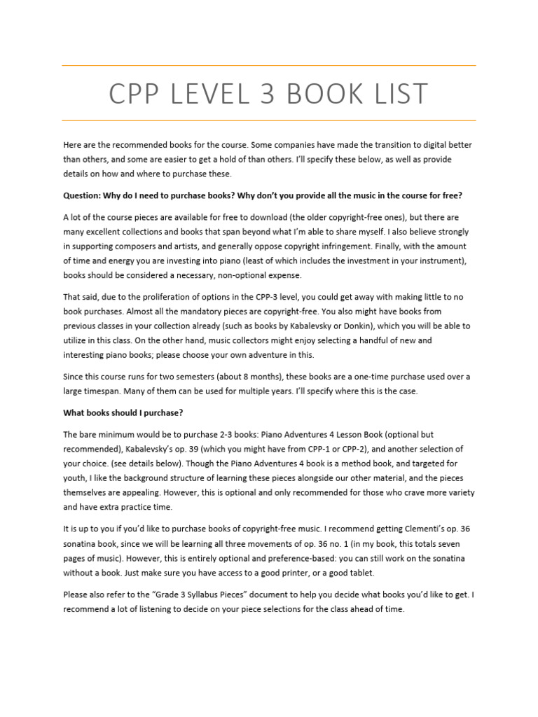 Grade 3 Book List | PDF | Music Education | Musicology