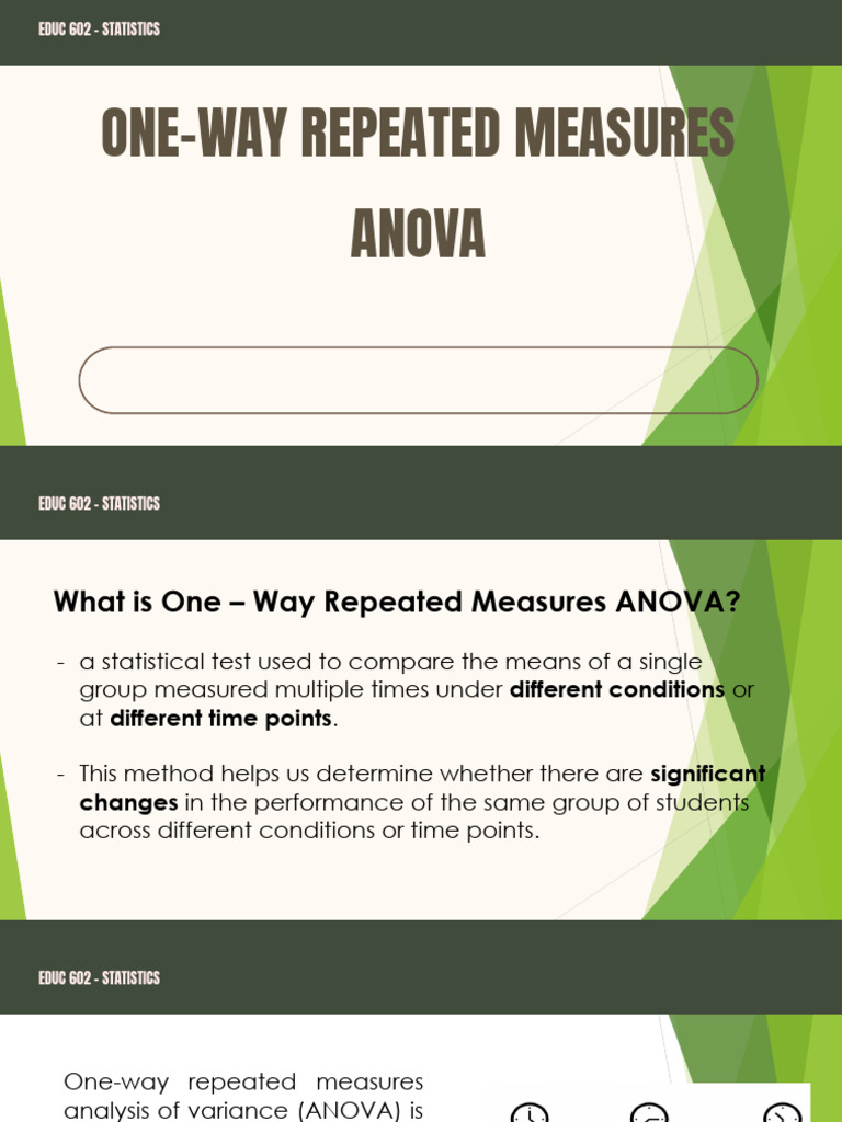 One - Way Repeated Measures ANOVA | PDF | Statistics | Analysis Of Variance