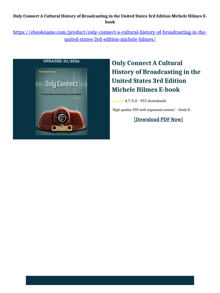 Only Connect A Cultural History of Broadcasting in the United States ...