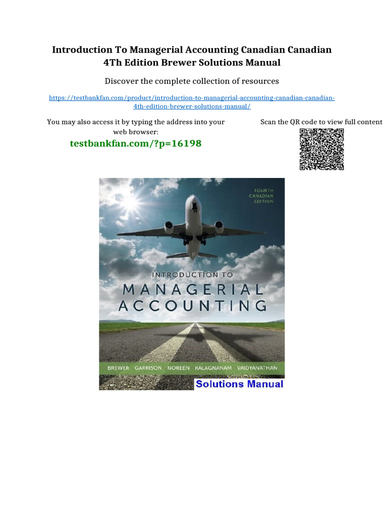 Introduction to Managerial Accounting Canadian Canadian 4th Edition ...
