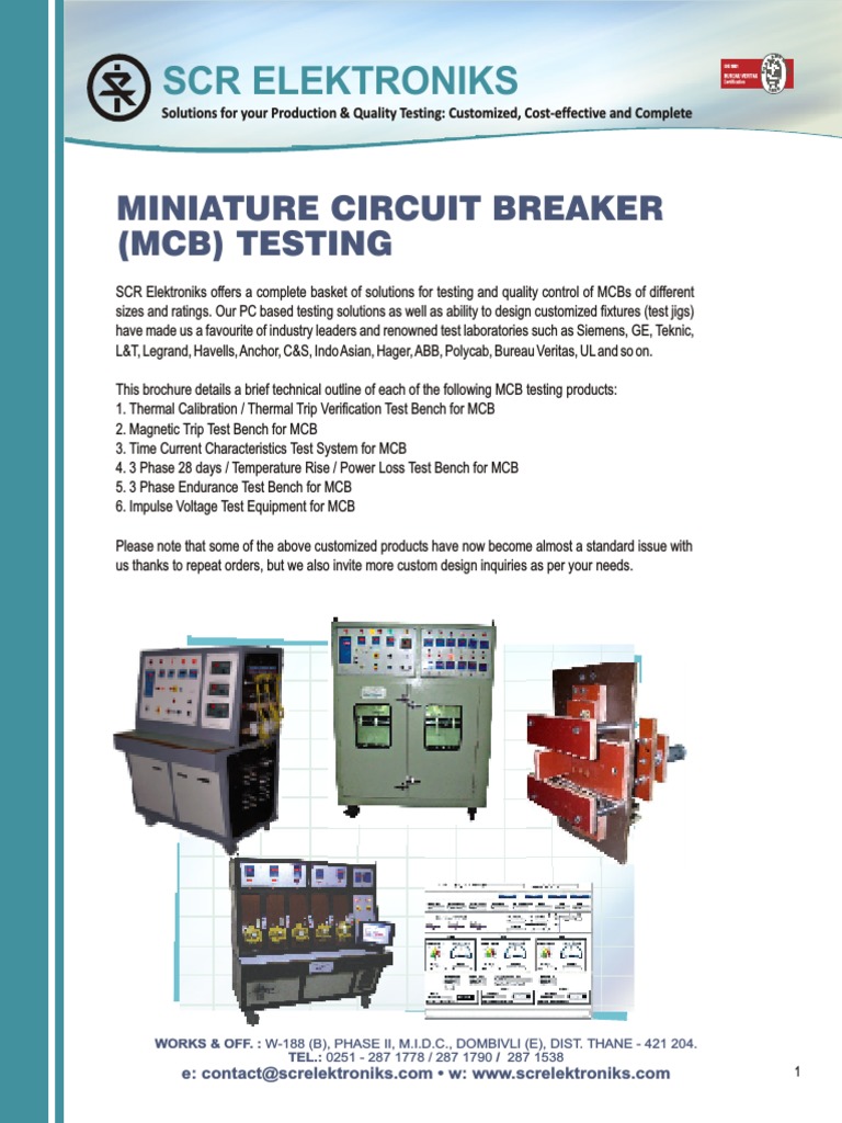 MCB Testing Solutions Overview | PDF | Electrical Components ...