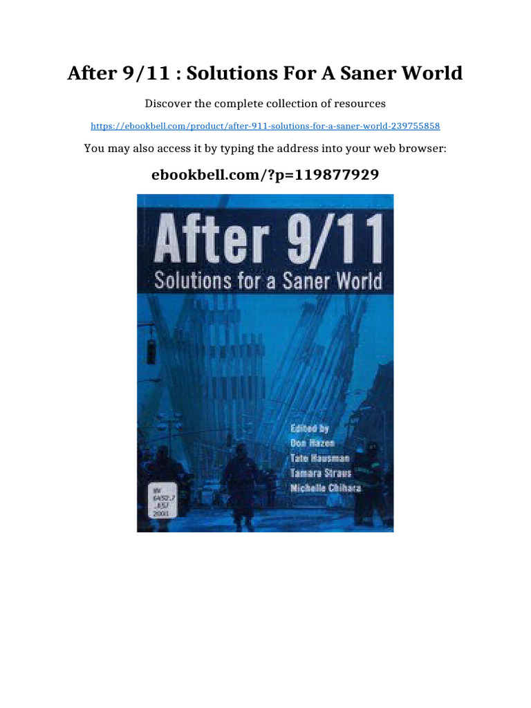 After 9/11 : solutions for a saner world download full chapters | PDF ...