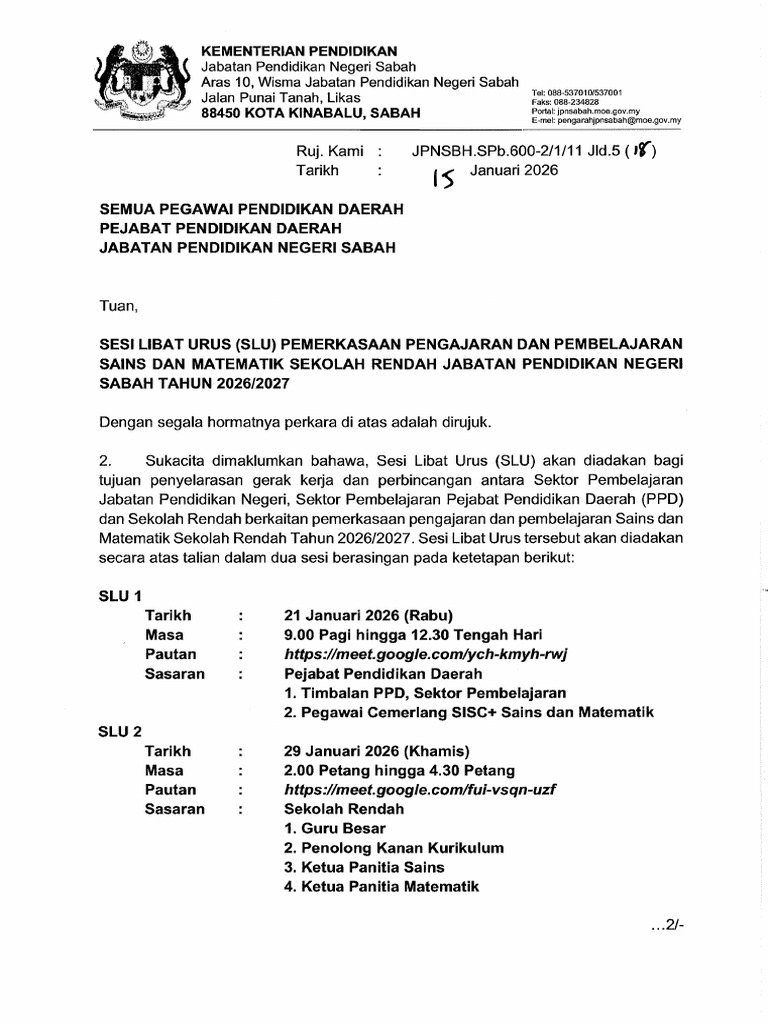 Sesi Libat Urus Slu Pemerkasaan Pengajaran Dan Pembelajaran Sains | PDF