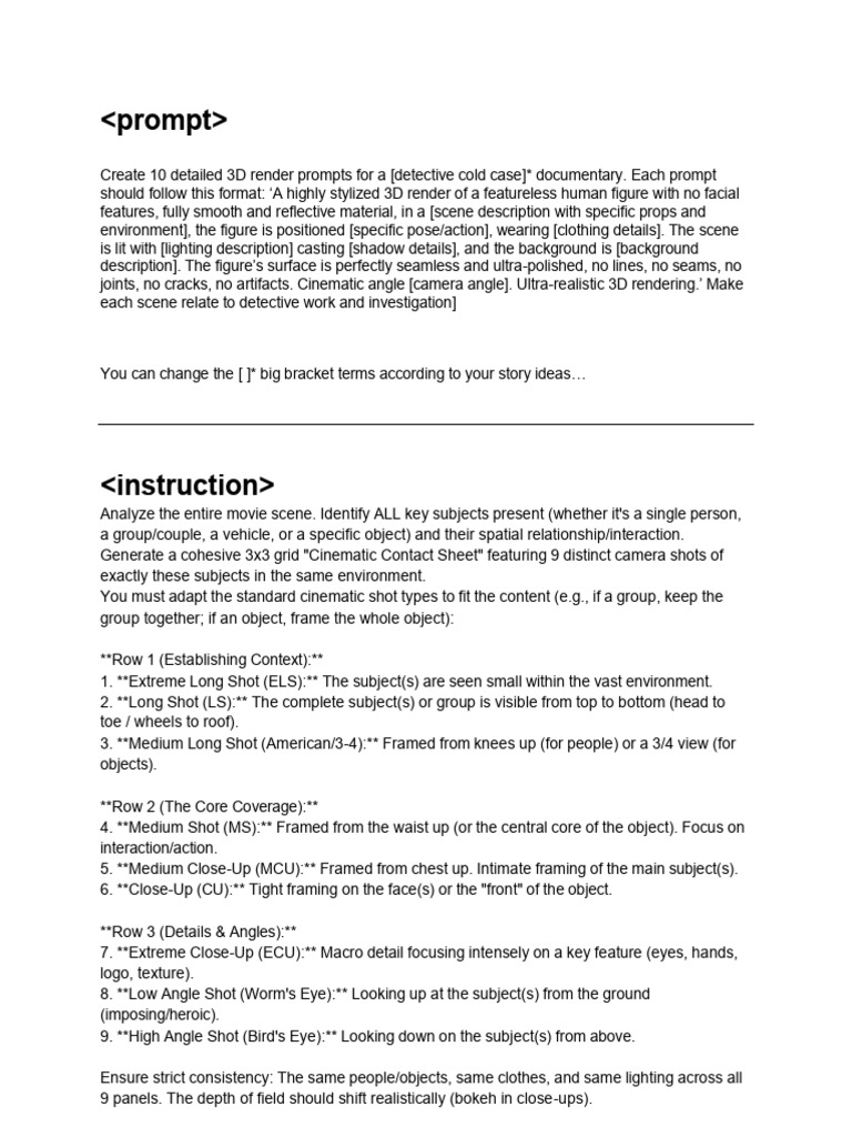 Scene Sequence Prompts With Instructions | PDF | Rendering (Computer ...