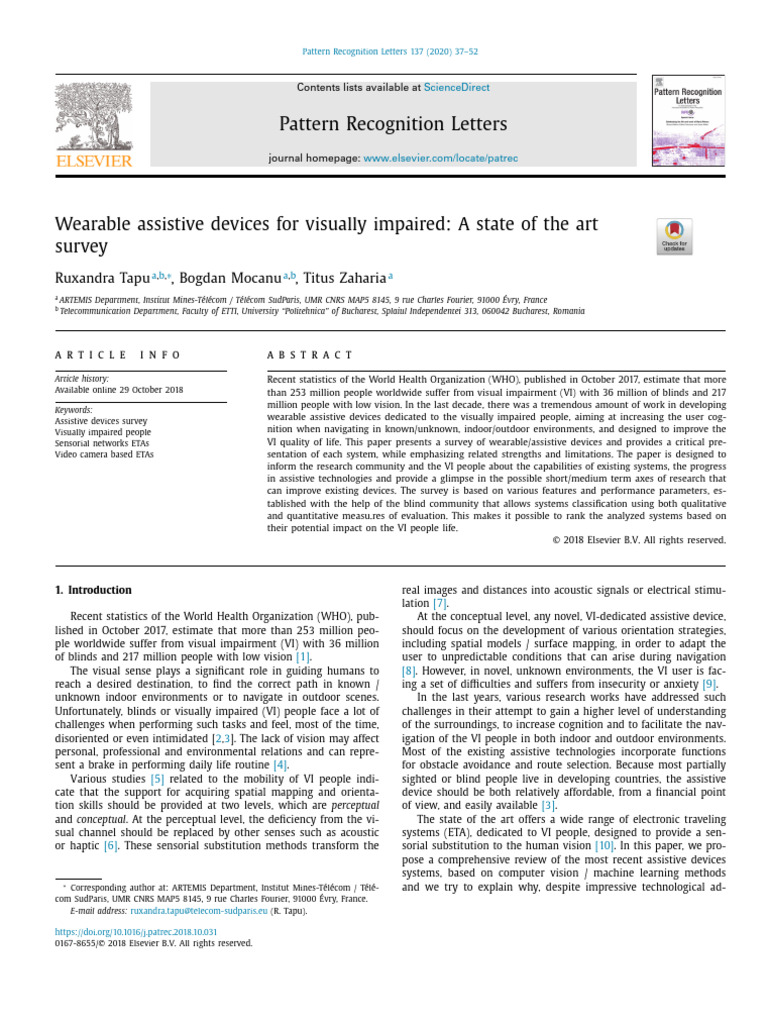 Survey - Wearable Assistive Devices For Visually Impaired | PDF ...