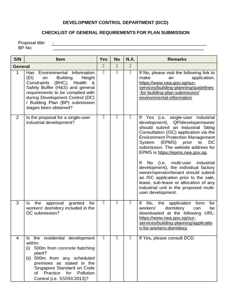 Checklist General Requirements For Plan Submission - Oct2025 | PDF ...