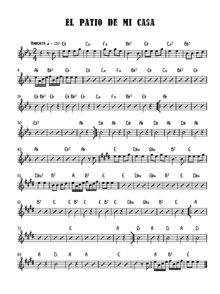 El Patio De Mi Casa - Partitura completa | PDF