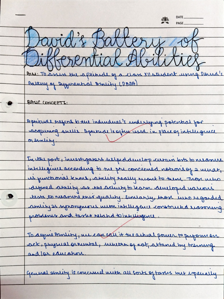 David's Battery of Differential Abilities | PDF