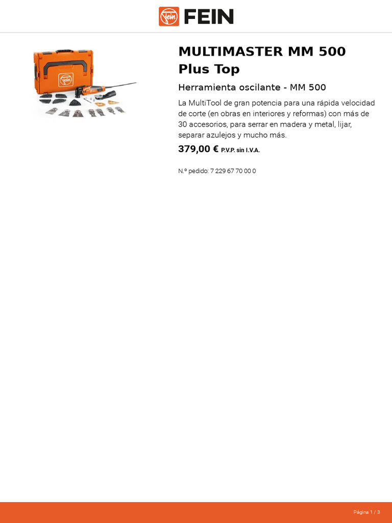 Multimaster Mm 500 Plus Top 72296770000 | PDF | Herramientas | Perforar