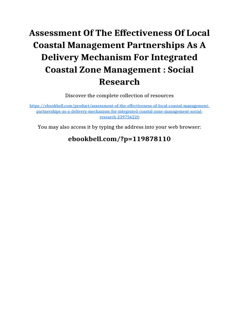 Assessment of the effectiveness of local coastal management ...