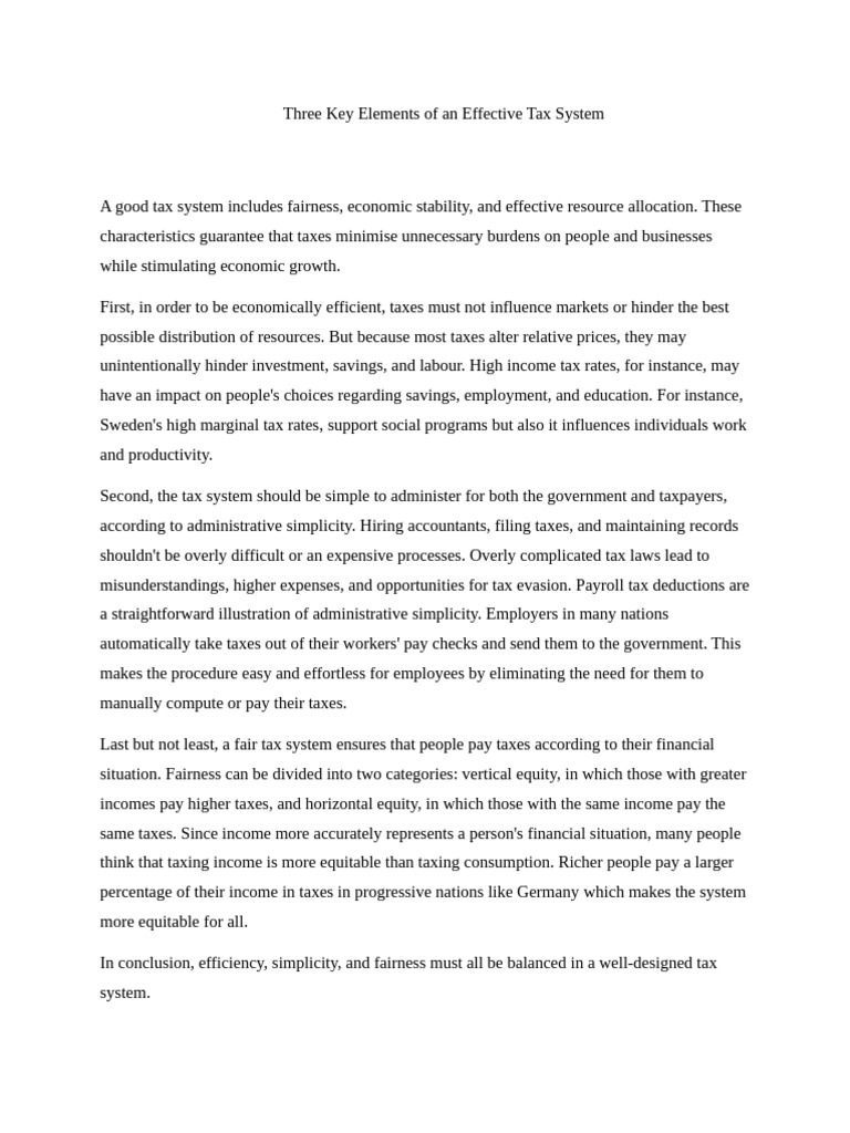 Three Key Elements of An Effective Tax System | PDF